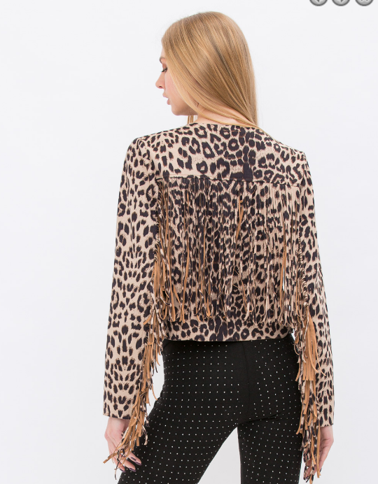 Faux Suede Cropped Fringe Jacket - Brown Leopard – Haute Boutique